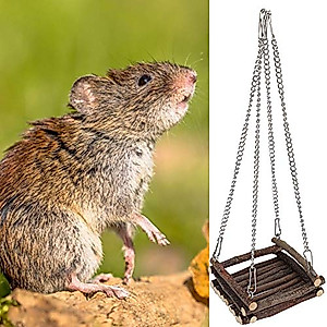 Goick Hamster Hammock-Wooden Hamster Swing Hammock Small Pet Toy Molar Supplies Pet Cage Accessories