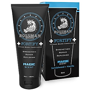 Bossman Fortify Intense Beard Conditioner - Shower Beard Wash, Moisturizer and Beard Softener for Men - Beard Growth Products - Made in USA (Magic Scent)