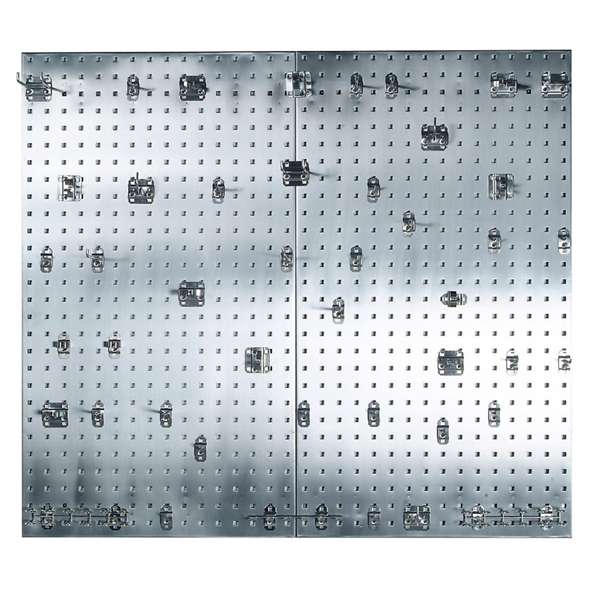 Triton Products Stainless Steel Pegboards - Set of 2 Locboards, Silver Wall Panels for Garage, Home Storage, and Organization, 24" x 42"