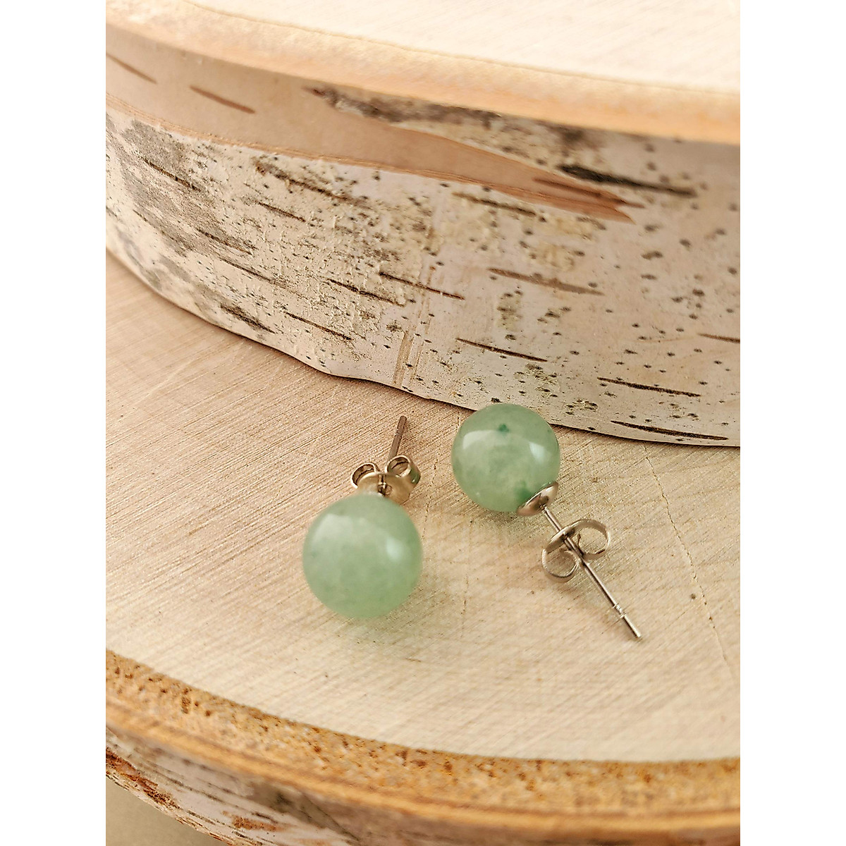 Jade Earrings for Women Jade Stud Earrings Jade Earrings for Men 6mm Sphere Lighter Green Jade Studs Graduation Gift Birthday Anniversary Holidays(A Pair of Studs, Lighter Green, 6mm Sphere)