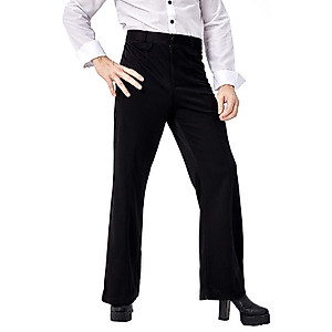Ya-cos Men's Disco Pant Retro 70's Disco Pants Trousers Bell Bottoms (X-Large (Waist:38"), Black)