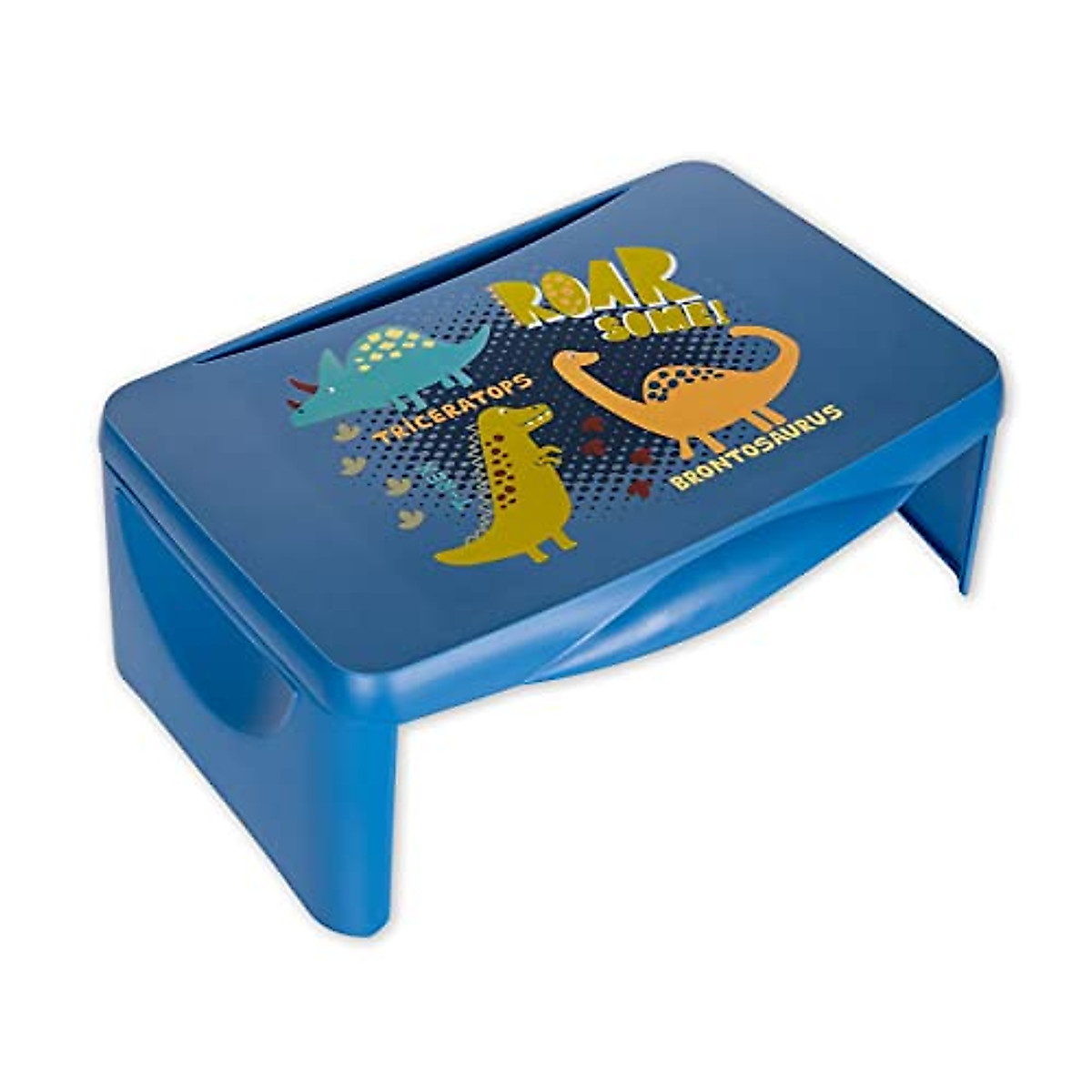 Baby Boom Funhouse Dinosaurs Kids Lap Desk with Storage - Folding Lid & Collapsible Design - Portable for Travel or use in Bed at Home - Great for Writing, Reading, Blue, 1 Count