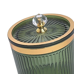 Amagogo Bathroom Qtip Dispenser Jar Swab Holder Canister with Lid Dustproof Makeup Pads Container for Countertop Restroom Dresser Desktop Home , Green