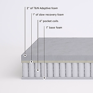 Nod Hybrid by Tuft & Needle Plush 10" King Size Mattress in a Box, Breathable Adaptive Foam, Supportive Pocketed Coils, 100 Night Trial, Fiberglass Free, CertiPUR-US, 10-Year Limited Warranty