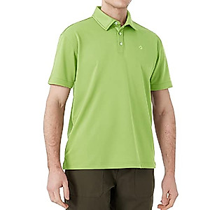 NAVISKIN Men's Short Sleeve Golf Polo Shirts UPF 50+ Quick Dry Outdoor Tactical Shirts Apple Green Size XL