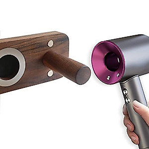 Hair Dryer Holder for Dyson Hairdressing Organizer Walnut Wood Wall Mounted Rack Bathroom Storage