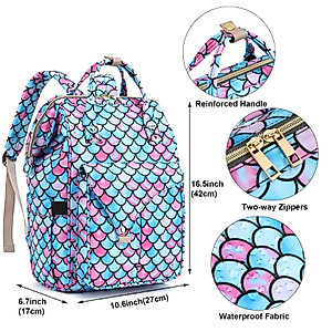 Mimfutu Mermaid Laptop Backpack College School Backpack Bookbags Nurse Backpacks Travel Bags Casual Daypacks for Women Girls Fits 15.6 Inch Notebook