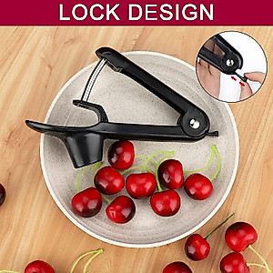 Cherry Pitter - Heavy-Duty Olive and Cherry Pitter Corer Tool with Space-Saving Lock Design, Multi-Function Cherries Stoner Seed Remover Tool for Make Fresh Cherry Dishes
