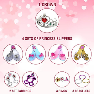 fash n kolor Princess Dress Up Pretend Play Shoes set, Jewelry Boutique, Fashion Princess Toys Accessories for Little Girls Dress Up Costumes for play gift set, For ages 3,4,5,6 Years Old and up