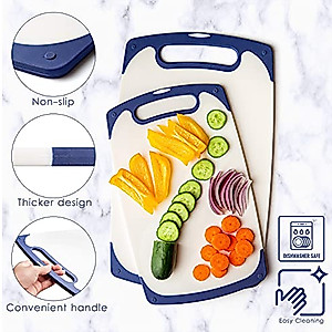 Moss & Stone 2 Piece Cutting Boards for Kitchen & Chef Knife | Polypropylene and Dishwasher Safe | 2 Chopping Board with Grip Handle | BPA-Free