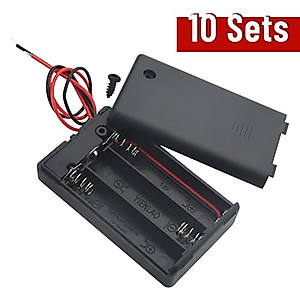 WMYCONGCONG 10 PCS 3 AAA 4.5V Battery Holder with Switch 3X 1.5V AAA Battery Holder with Leads