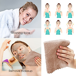 Syhood 12 Pieces Face Wash Cloth 12 x 12 in Makeup Remover Cloths Towel Coral Velvet Facial Microfiber Cloths Soft Fast Drying Facial Cleansing Towel for Face(Brown)