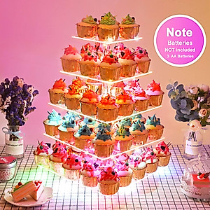 YestBuy 3 Tier Shelf Cupcake Stand (Pink) + 5 Tier Premium Cupcake Holder(Colorful)
