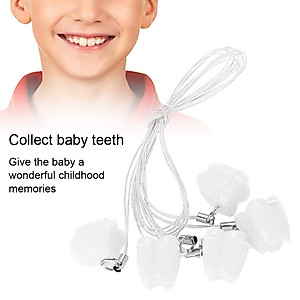 ANGGREK Milk Tooth Saver Necklaces, 5pcs Plastic Baby Milk Tooth Storage Box with Rope Tooth Saver Necklaces(White)