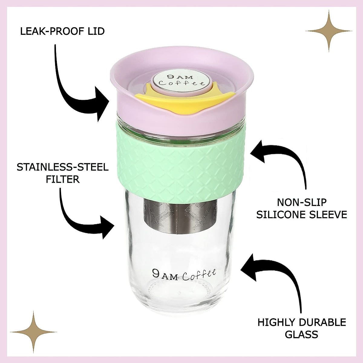 cold brew coffee maker (pink, 18oz)