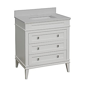 Eleanor 30-inch Bathroom Vanity (Quartz/White): Includes White Cabinet with Stunning Quartz Countertop and White Ceramic Sink
