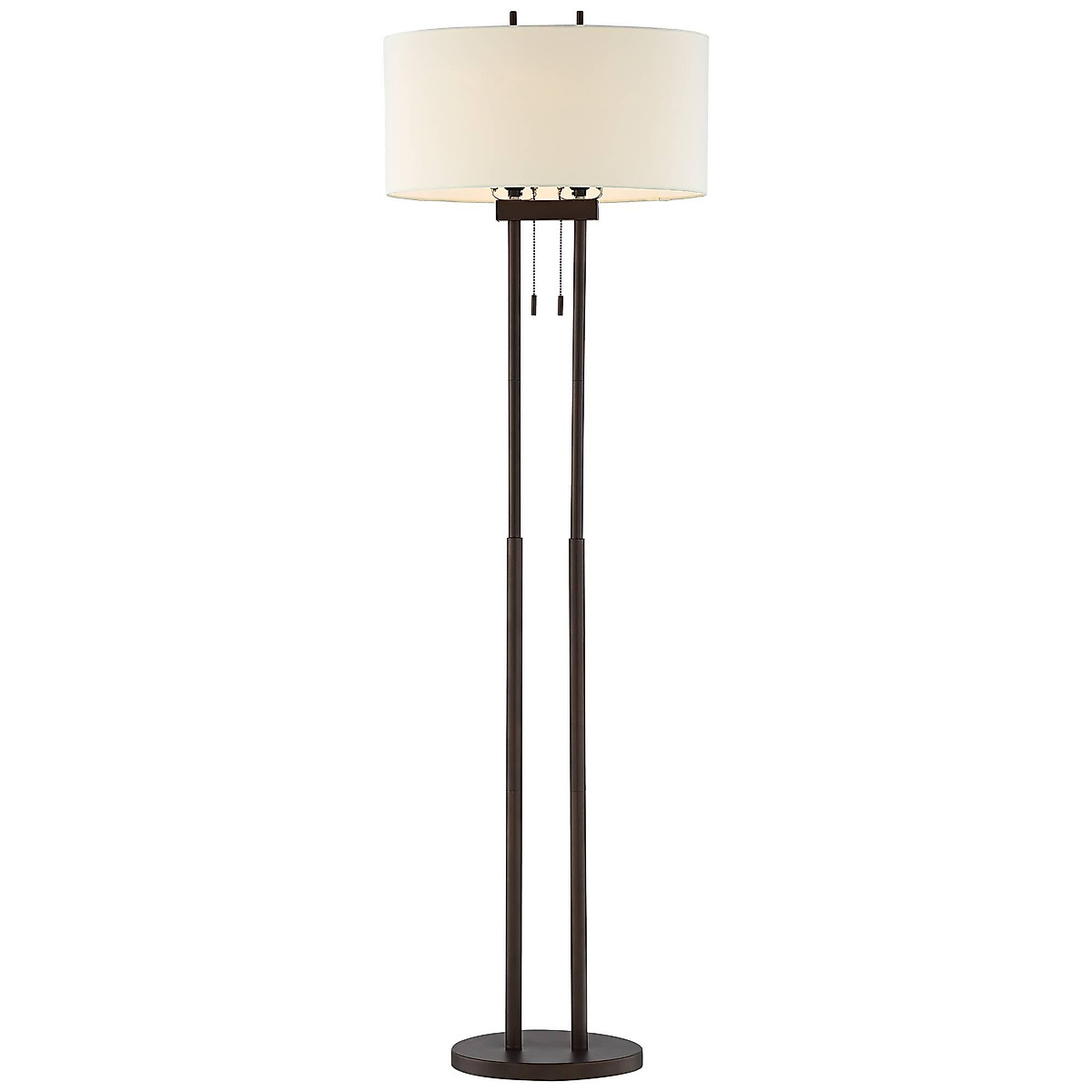 Franklin Iron Works Roscoe Modern 62" Tall Standing Floor Lamps Set of 2 Lights Twin Pole Pull Chain Brown Roman Bronze Finish Living Room Bedroom House Reading Office Home Decor Entryway Dining