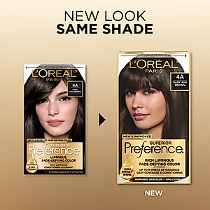 L'Oreal Paris Superior Preference Fade-Defying + Shine Permanent Hair Color, 4A Dark Ash Brown, Pack of 1, Hair Dye