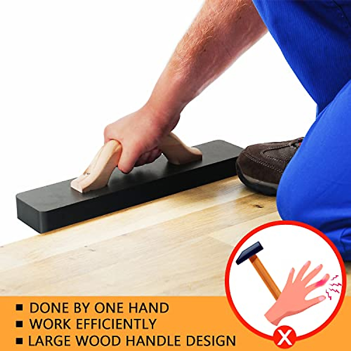 NAACOO Tapping Block, Flooring Tools - Heavy Big Tapping Block for Vinyl Plank Flooring with Big Wood Handle, Needn't Hammer - Knock 1-2 Times to Complete Flooring Installation(15-1/2inch)