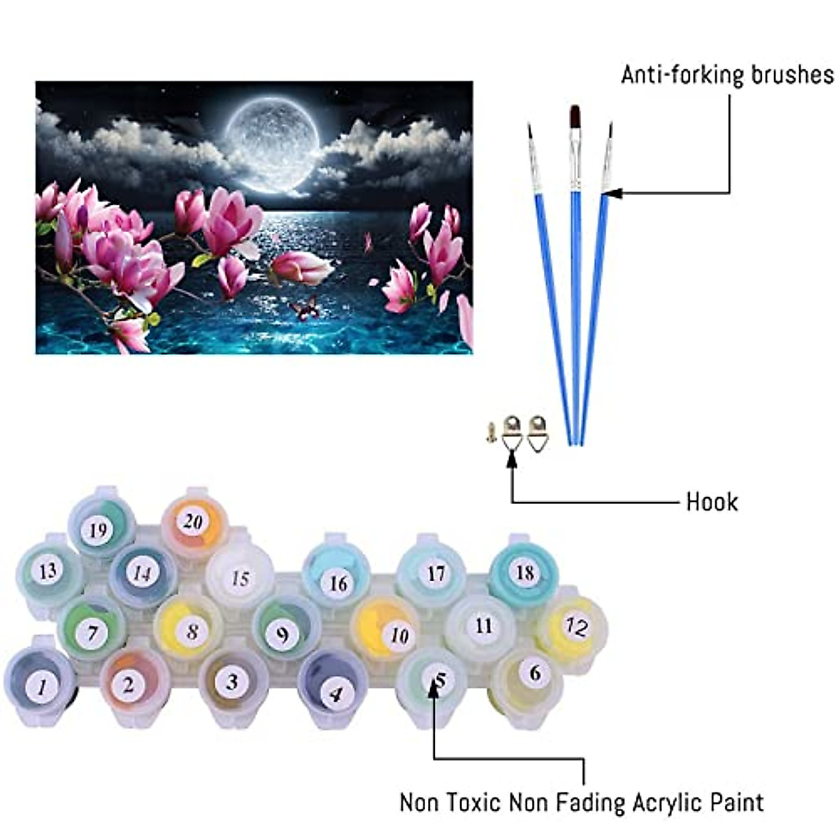 LWZAYS Paint by Numbers for Adults Beginner,DIY Adult Paint by Number Kits On Canvas Moon Acrylic Paint,Drawing Paintwork with Paintbrushes Oil Painting Home Decor 20''X16''
