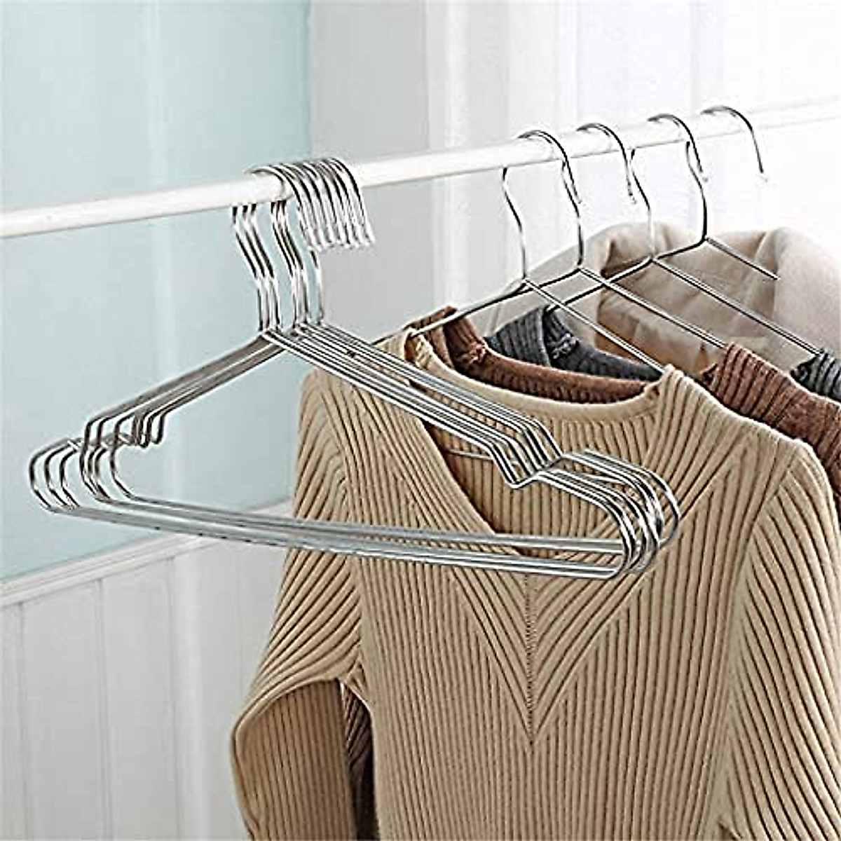 n/a Hangers Stainless Steel 40 cm 20Pcs Hangers for Clothes Standard Notched Hanger Space Saving