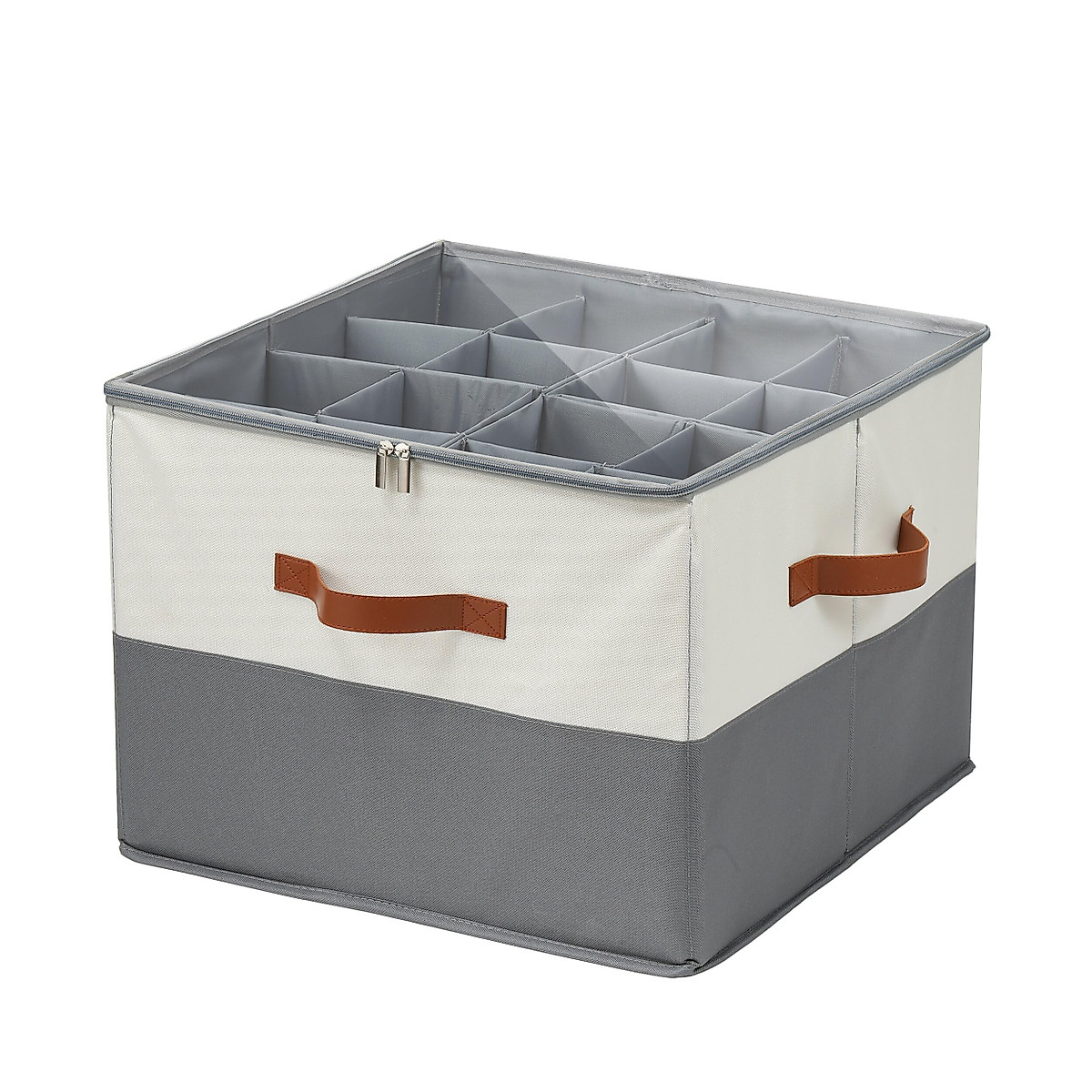 Generic Shoe Organizer for Closet,Foldable Shoe OrganizersContaine with Clear Cover，Adjustable DividersStorage Boxes for Closet ，16 Pairs，gray+white