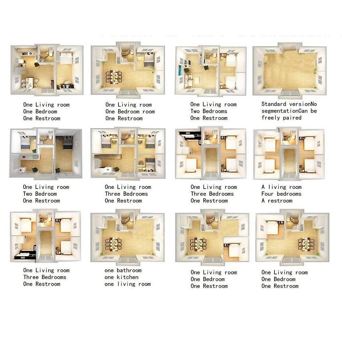 Kozay Tiny Homes 40FT Tiny House to Live with 3 Bedroom,1 Full Equiped Bathroom and Kitchen,Prefabricated Container House for Adults Living,Foldable Mobile Home Shipping Guaranteed