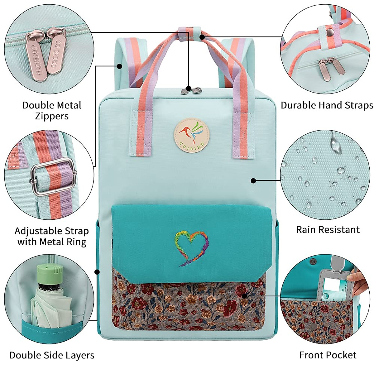 CUIBIRD Kids Backpack School Backpack, Toddler Kids' Backpack Set for Boys Girls Kids Teenage PreSchool Bookbag with Lunch Bag&Pencil bag