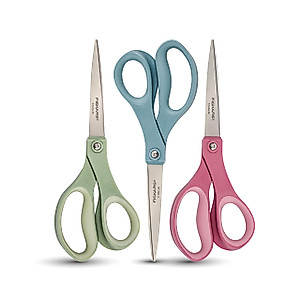 Fiskars Crafts Purpose Titanium Softgrip Fiskars Scissors, 3 Pack, Blue/Pink/Green