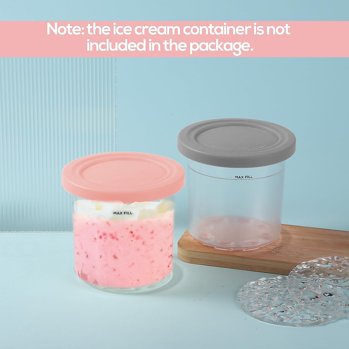 Ice Cream Tub Cover, Silicone Ice Cream Deluxe Pint Replacement Round Cover For Freezer, Food Storage Containers Cups Cans Lid for Ninja Creami NC301 NC300 NC299AMZ Series Ice Cream Maker Accessories