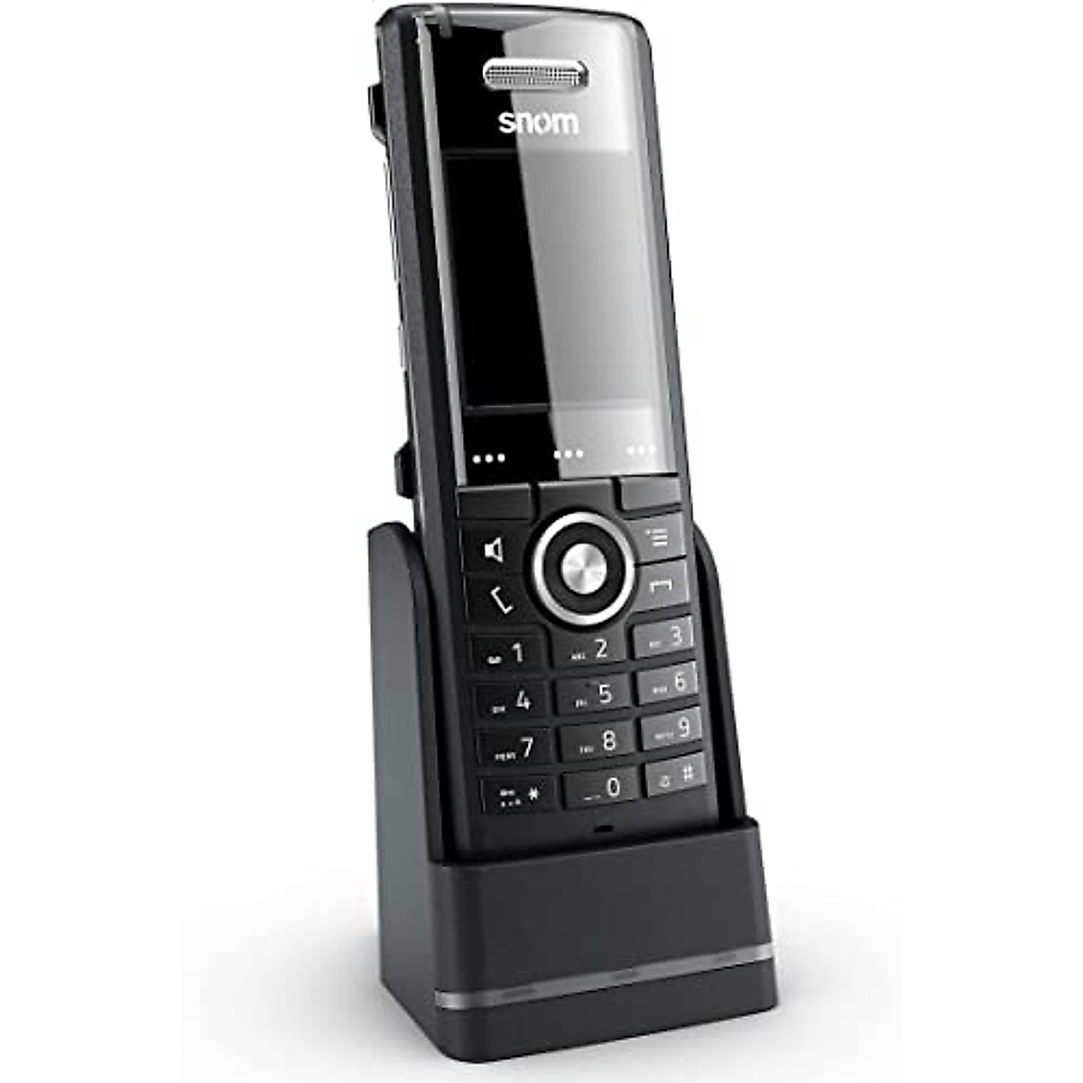 Snom M65 Professional DECT-Mobilteil (250 Stunden Standby, 2 Zoll 176 x 220 Pixel TFT, SW OTA-Upgrade, Vibrationsalarm, Gürtelclip, beleuchtete Tastatur), Schwarz, 00003969