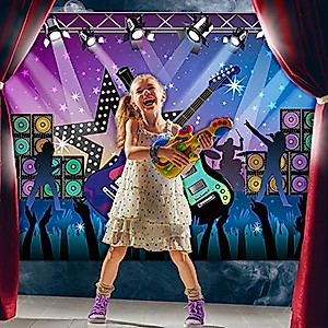 Karaoke Party Decorations Supplies, Large Fabric Rock Star Vacation Party Backdrop Banner for Rock N Roll Party Decorations, Rock Star Banner Background, 72.8 x 43.3 Inch
