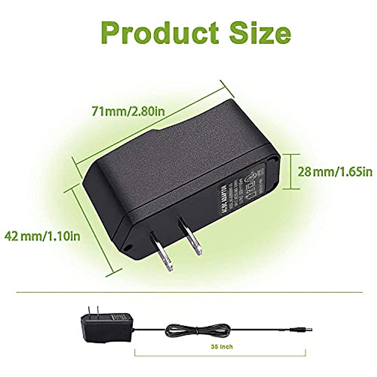 5V 2A Power Supply Adapter, 5V 2A AC DC Adapter, AC 100-240V to DC 5V, 5.5X 2.5mm DC Plug, Input 110V-240V, Output 5V 2A 10W, with DC Female Connector for Camera Route Hub CCTV, etc