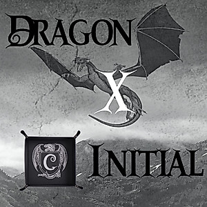 Dragon Dice Tray for RPG, Role Play Games, Table Top Gaming, Folding PU Storage Tray, Initial Leather Tray, Personalized Portable Organizer, Tray 4.75 Inches, Black Dragon Letter C