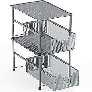 Simple Houseware Stackable Under Sink Cabinet Sliding Basket Organizer Drawer, Silver