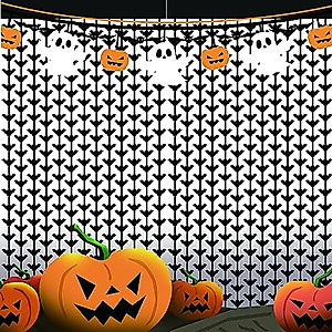 2 Pack 3.3ft x 6.6ft Halloween Foil Fringe Curtain, Black Bats Metallic Tinsel Curtains Streamer Large Party Photo Booth Props Backdrops for Wall Door Indoor Outdoor Decorations