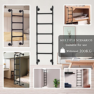 KELUNIS Wall Mounted Metal Ladder for Home Loft Basement Window Well Egress Ladder Fire Escape Ladder for Emergency Home Safety Space-Saving Climb Ladders,150CM/59IN