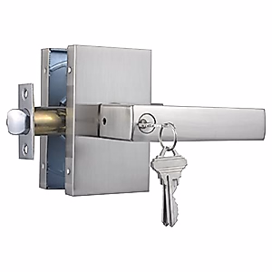 Comfhouse Rectangle Rose Straight Entry Door Lever, Keyed-Alike Entrance Door Lock, Interior Exterior Door Lever Door Handle with Lock, Front Entry Door Lever Door Lock with Lock, Satin Nickel