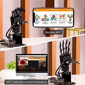 HIWONDER uHandPi Raspberry Pi Robotic Hand AI Vision Bionic Mechanical Hand with Python Programming Powered by Raspberry Pi 4B 4GB (Left Hand)