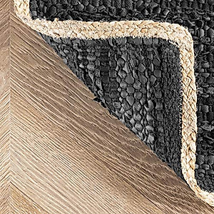 nuLOOM Koda Solid Leather Flatweave Area Rug, 3' x 5', Black