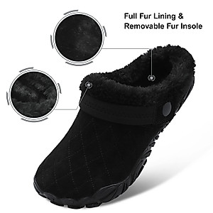 Besroad Soft Plush Lightweight House Fuzzy Slides Slippers for Women Fur Home Outdoor Shoes New All Black 7.5 Women/6 Men