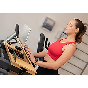 2B Balanced Treadmill Desk Attachment | Fits Treadmills Up to 32" Wide | Crafted from Bamboo | Adjustable Height for Better Posture | Securely Holds Laptop, iPad, Phone, Book