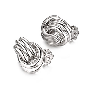 Yoursfs Stainless Ssteel Clip on Earrings for Women Silver Triple Hoop Clip-on Earring Dainty Earring Jewelry