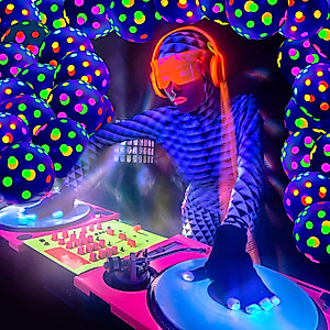 50 Pcs Glow in The Dark Balloons Neon Balloons Decoration Neon Party Supplies UV Blacklight Latex Balloons 12 Inch Reactive Fluorescent Mini Polka Dots Balloons for Neon Glow Party (Transparent)