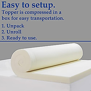 Treaton 1-inch Soft Foam Toppers with Orthopedic Benefits | Provides Proper Back Support and Relieves Pain, Extends Mattress Topper Life, Improves Better Posture, Queen, White