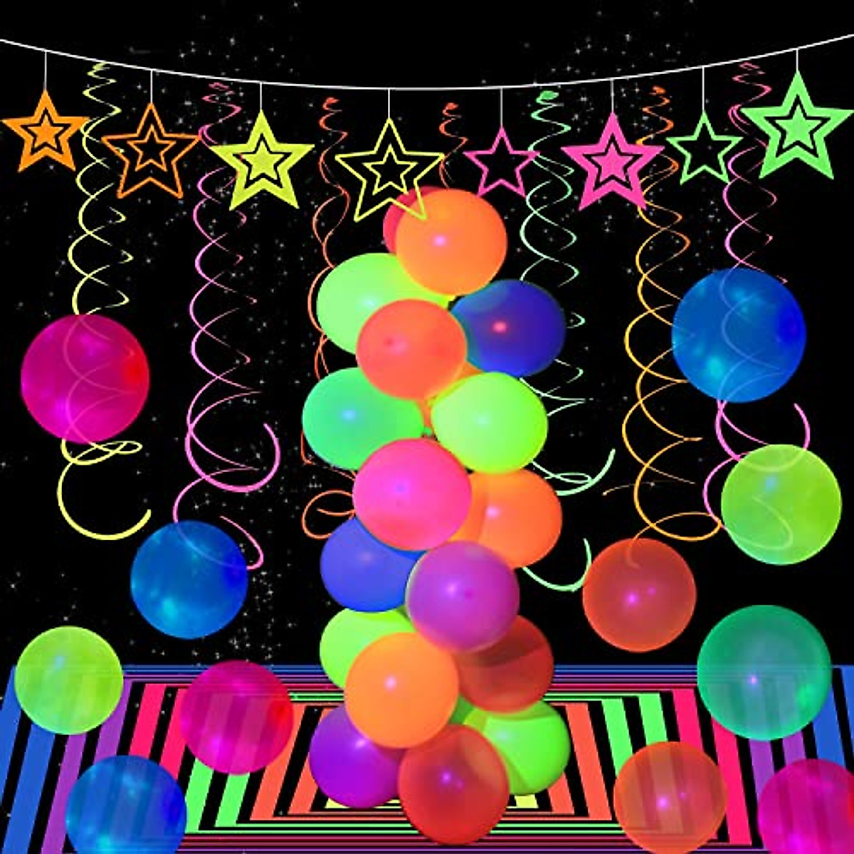 Glow in Dark 13" Neon Balloons - 60 Pack Party Decor