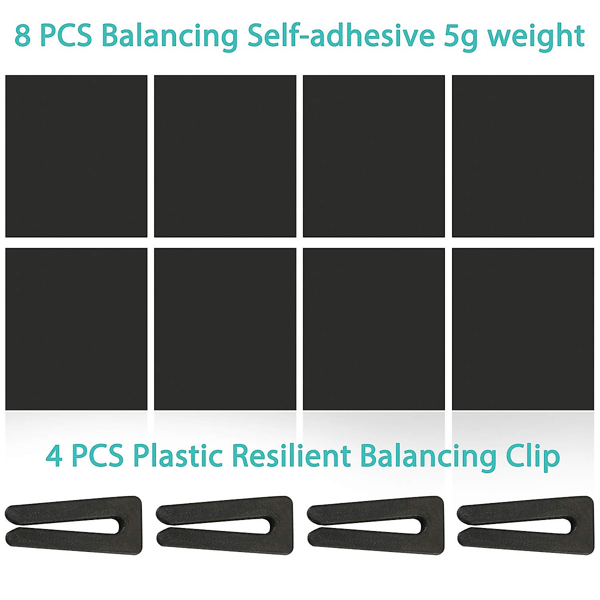 Ceiling Fan Balance Kit 12PCS Ceiling Fan Balancing Kit,8PCS Upgraded Thin 0.0394” Fan Balancing Weights, 4 PCS Elasticity Fan Balance Clip,Strong Self-adhesive Ceiling Fan Balancing Kit Universal