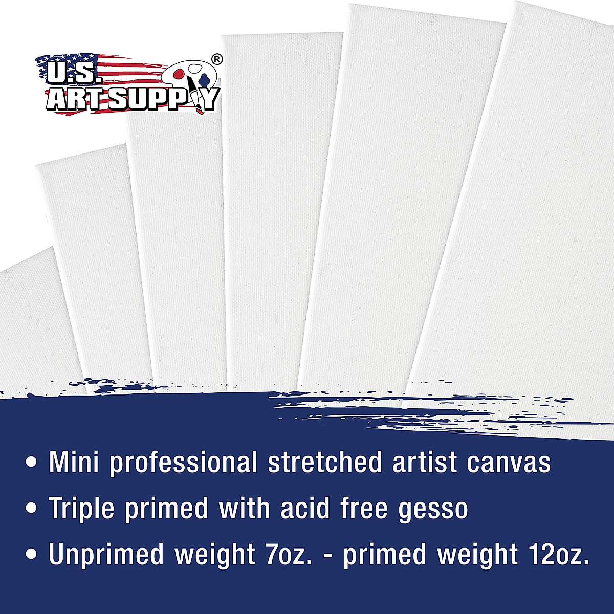 U.S. Art Supply Mini Stretched Canvas 10-Ounce Primed Variety Rectangular Assortment (8-Mini Canvases -1" x2-3/8, 2x2-3/4, 2-3/8x3-1/8, 2-7/8x3-5/8, 3-1/4x4, 3-5/8x4-3/8, 4x4-3/4, 4-3/8x5-1/8
