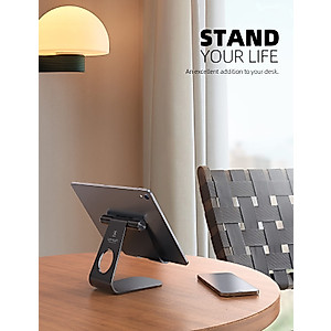 Lamicall Tablet Stand Adjustable, Tablet Holder : Desktop Tablet Accessories Holder Dock Compatible with 4-13" Tablet Such as iPad Pro 11, 9.7, 10.5, Air Mini 2 3 4, Kindle, Nexus, E-Reader, Black