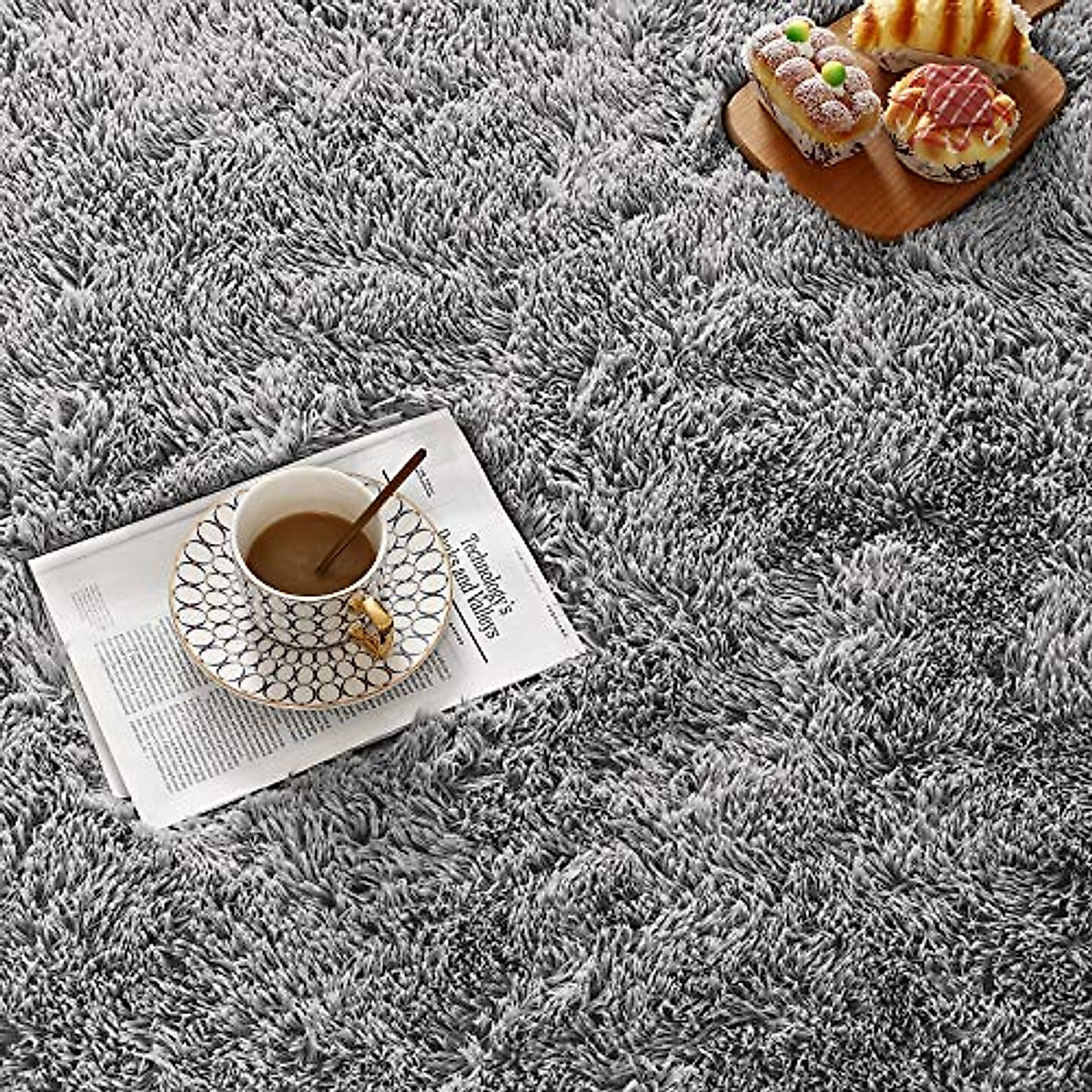 Beglad Soft Fluffy Area Rug Modern Shaggy Bedroom Rugs for Kids Room Extra Comfy Nursery Rug Floor Carpets Boys Girls Fuzzy Shag Fur Home Decor Rug, 3 ft x 5 ft, Grey